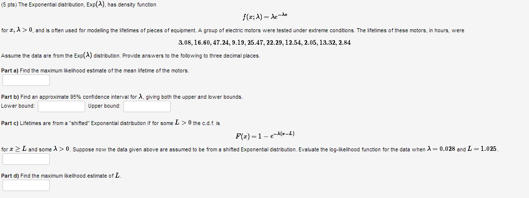 Solved The Exponential Distribution Explambda Has
