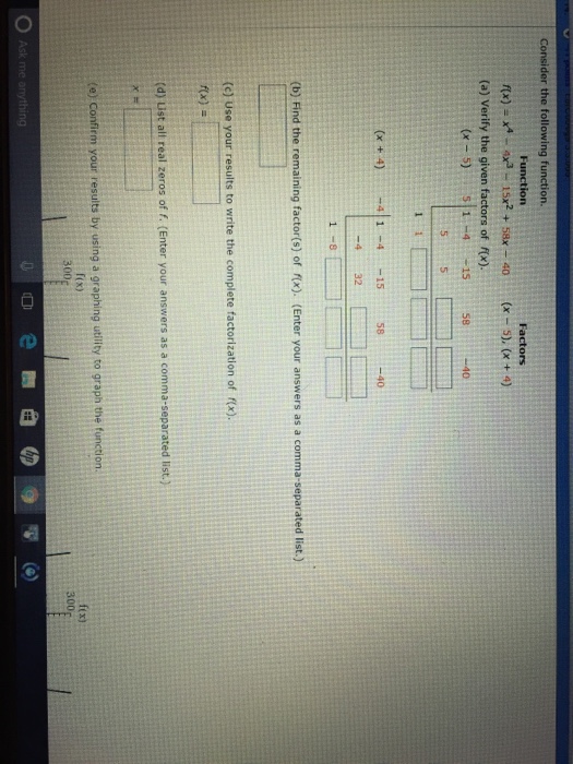 Solved Consider the following function. Function Factors | Chegg.com