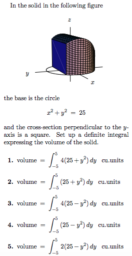 Solved In the solid in the following figure 2 2 the base is | Chegg.com