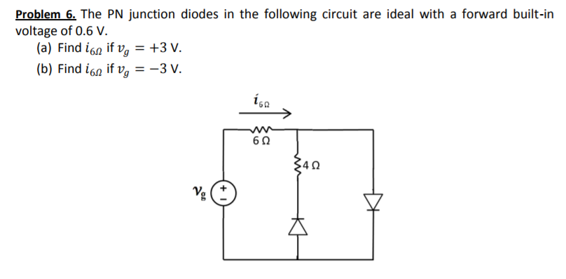 Solved Problem 6. The PN junction diodes in the following | Chegg.com