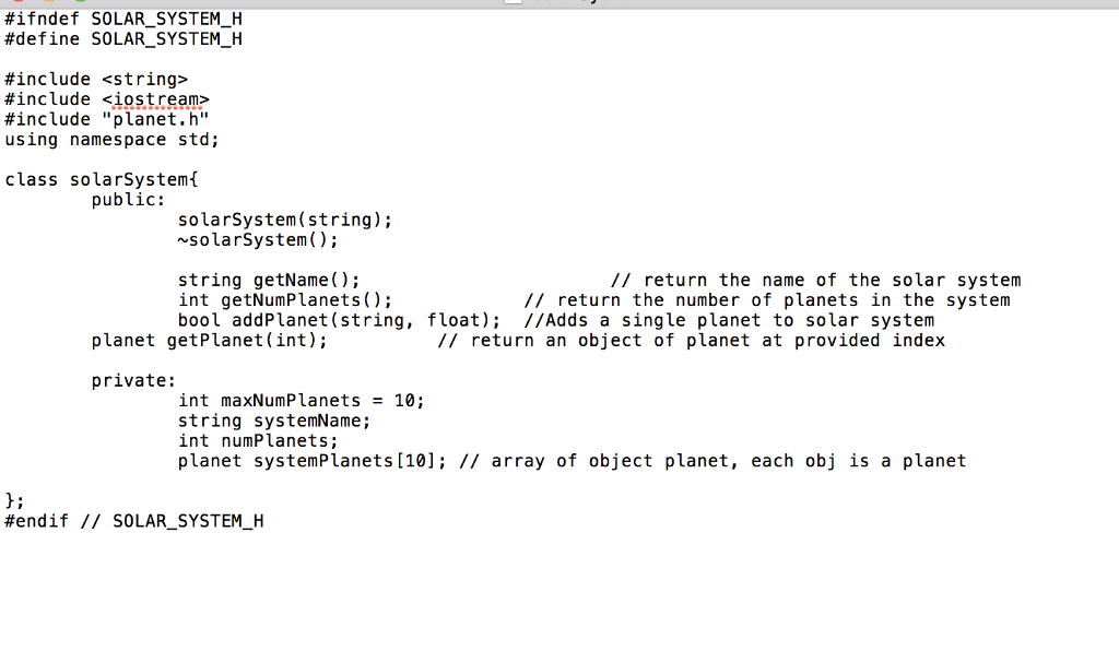Solved C++ ONLY Part 1: Planet Class Parts 1 and 2 of | Chegg.com