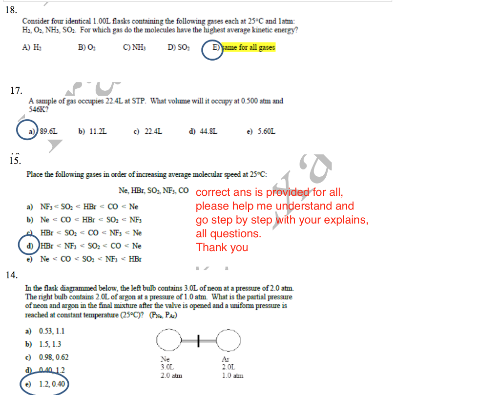 Solved Consider four identical 1.00L flasks containing the | Chegg.com