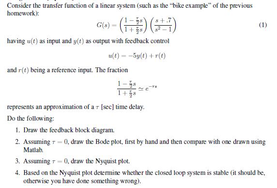 Solved Consider the transfer function of a linear system | Chegg.com