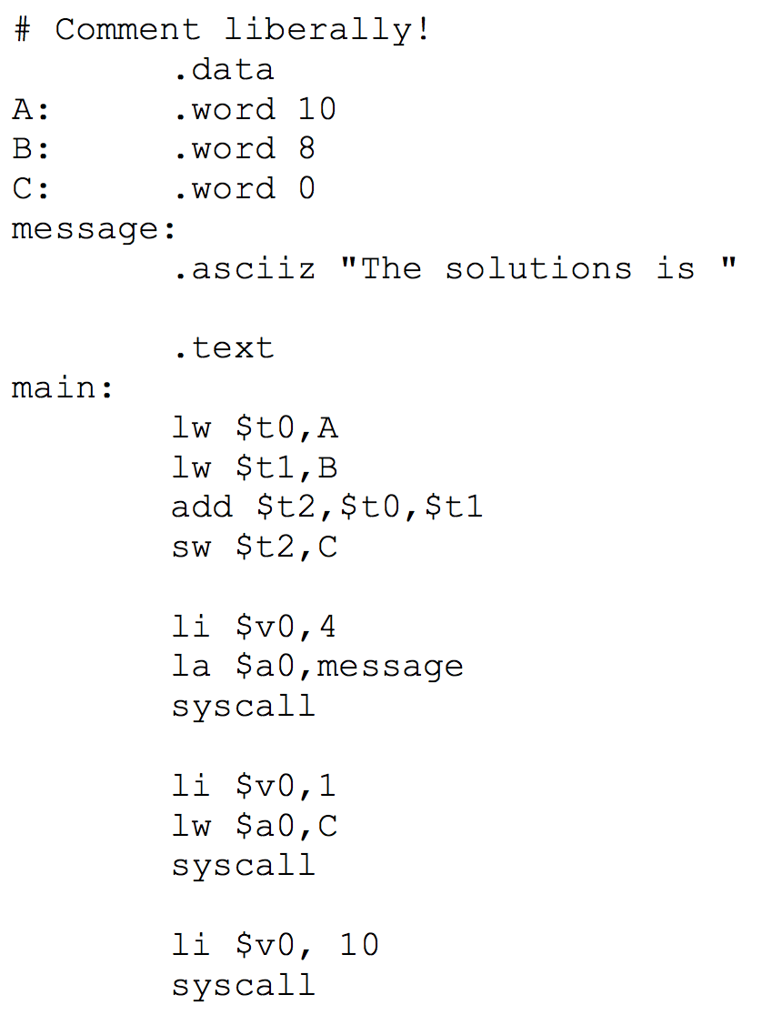 Solved # Comment liberally! . data .word 10 .word 8 .word 0 | Chegg.com
