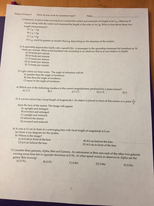 Solved Observer A sees a ruler moving by in a relativistic | Chegg.com