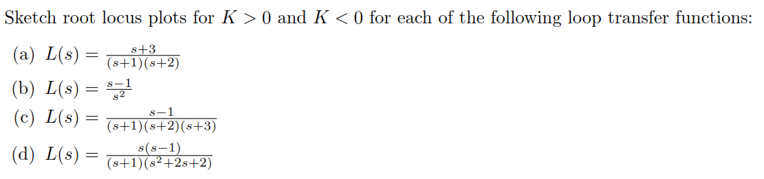 Solved Sketch root locus plots for K > 0 and K