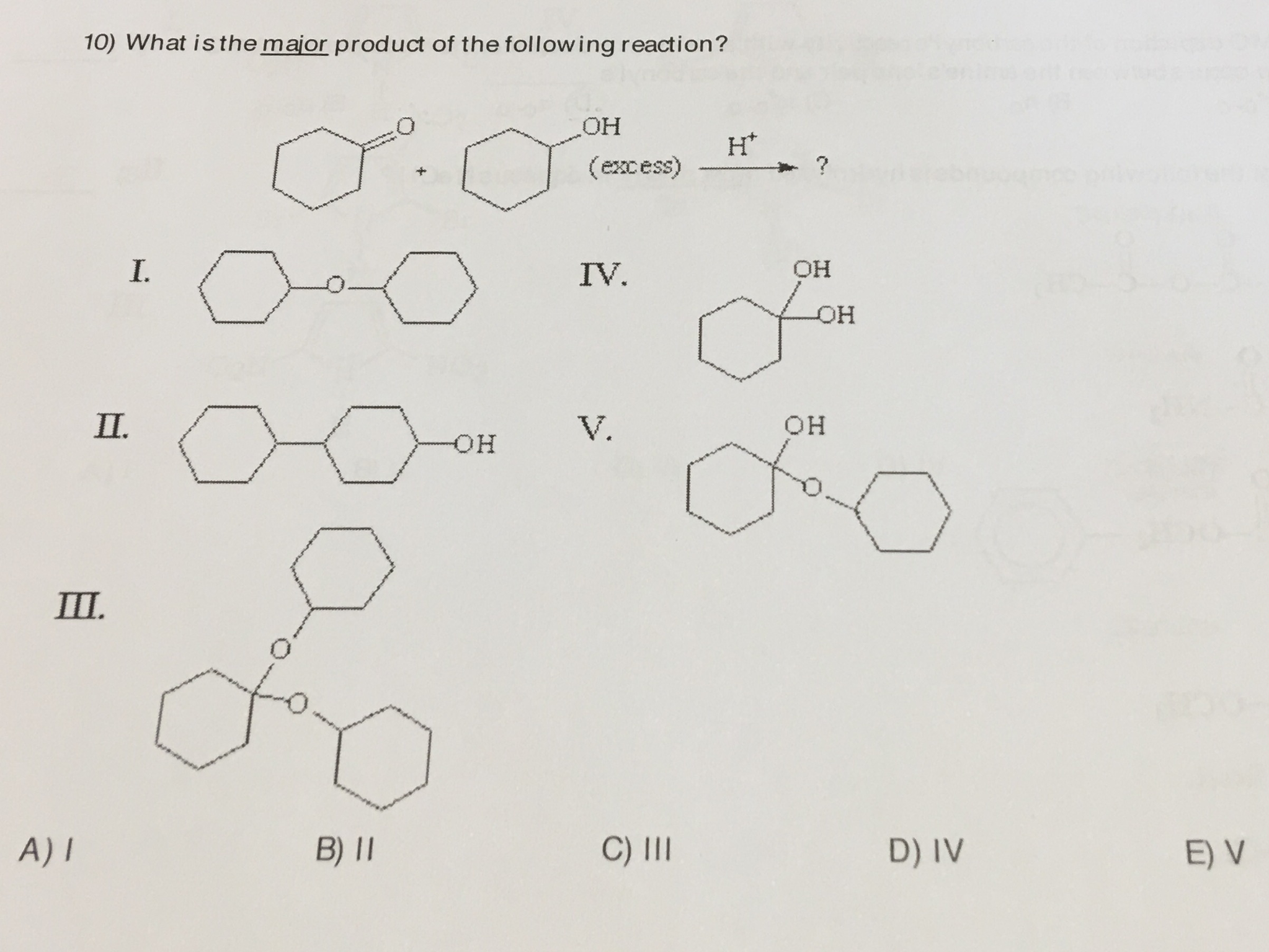 Solved What is the major product of the following reaction? | Chegg.com
