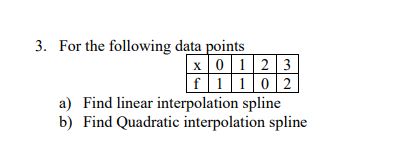 Solved 3. For the following data points a) Find linear | Chegg.com