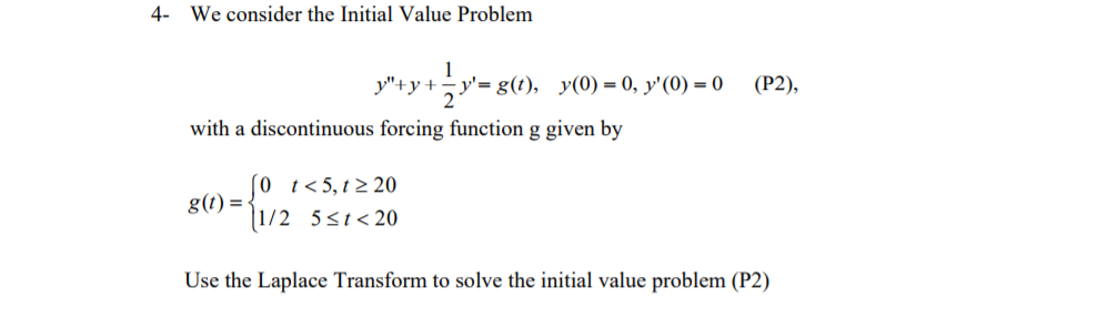 Solved 4- We consider the Initial Value Problem y"+y | Chegg.com