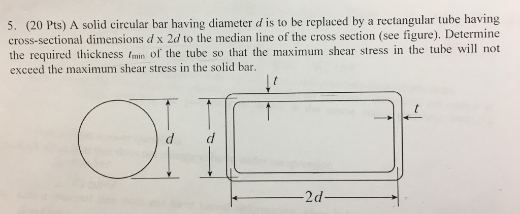 Solved A solid circular bar having diameter d is to be | Chegg.com