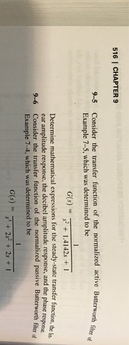 Solved Consider the transfer function of the normalized | Chegg.com