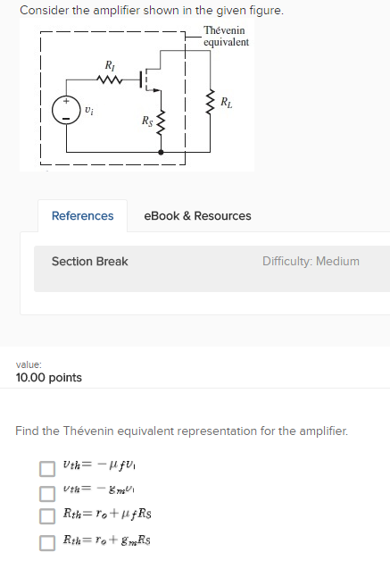 Solved Consider the amplifier shown in the given figure | Chegg.com