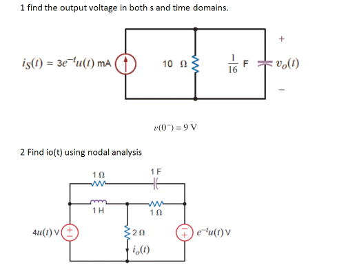 Solved Find the output voltage in both s and time domains. | Chegg.com