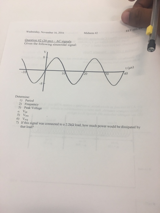 Solved Given the following sinusoidal signal: Determine: | Chegg.com
