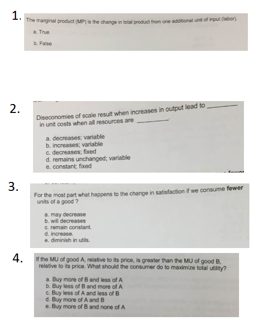 Solved The marginal product (MP) is the change in total | Chegg.com