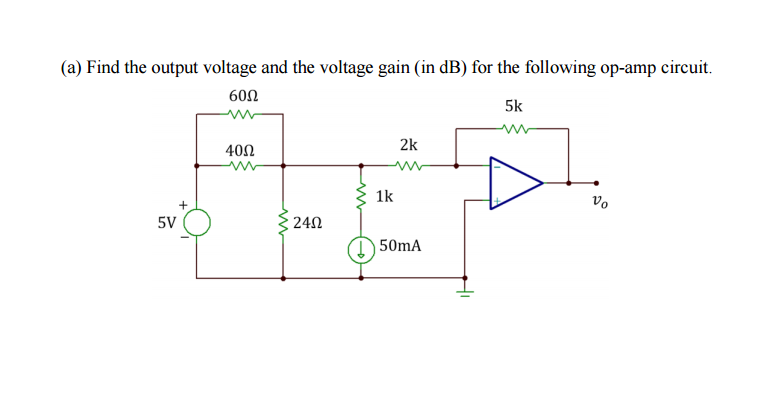Solved Find The Output Voltage And The Voltage Gain In Db 