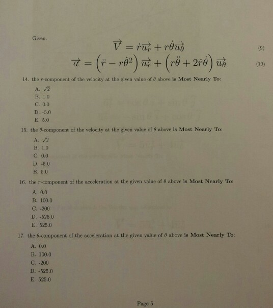 Given: V = ru_r + r theta u Theta a = (r - r | Chegg.com