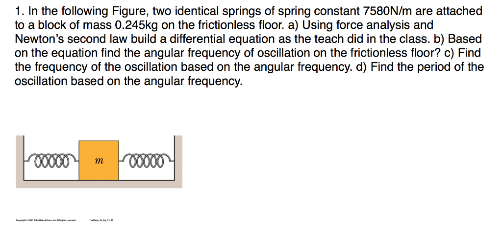 Solved 1. In the following Figure, two identical springs of | Chegg.com