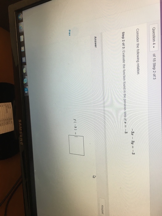 Solved Consider the following relation. -3x - 3y = -3 | Chegg.com