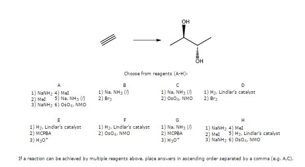 Solved Identify the reagents necessary to achieve each of | Chegg.com