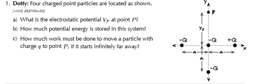 Solved 1. Dotty: Four charged point particles are located as | Chegg.com