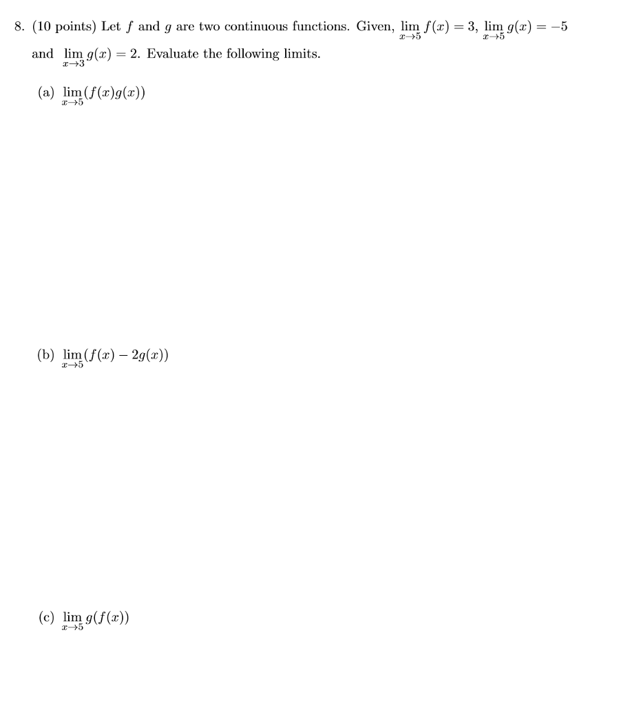 Solved Let f and g are two continuous functions. Given, | Chegg.com