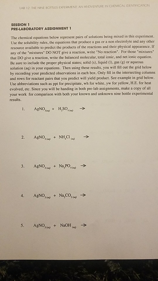 Solved LAB 12. THE NINE BOTTLES EXPERIMENT AN ANDVENTURE IN | Chegg.com