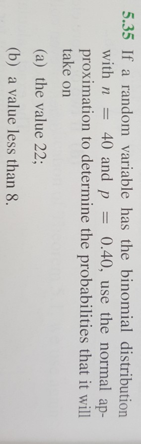 Solved 5.35 If a random variable has the binomial | Chegg.com