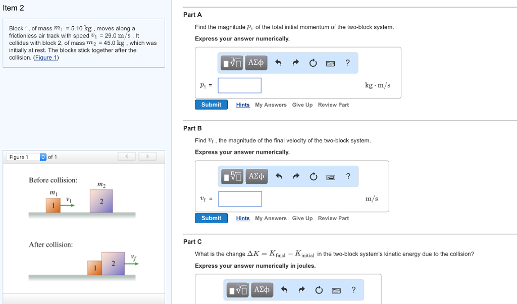 Solved Block 1, of mass m_1 = 5.10 kg, moves along a | Chegg.com