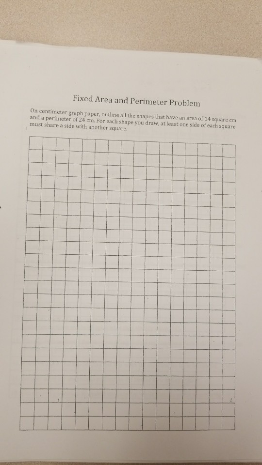 Solved Fixed Area and Perimeter Problem On centimeter graph | Chegg.com