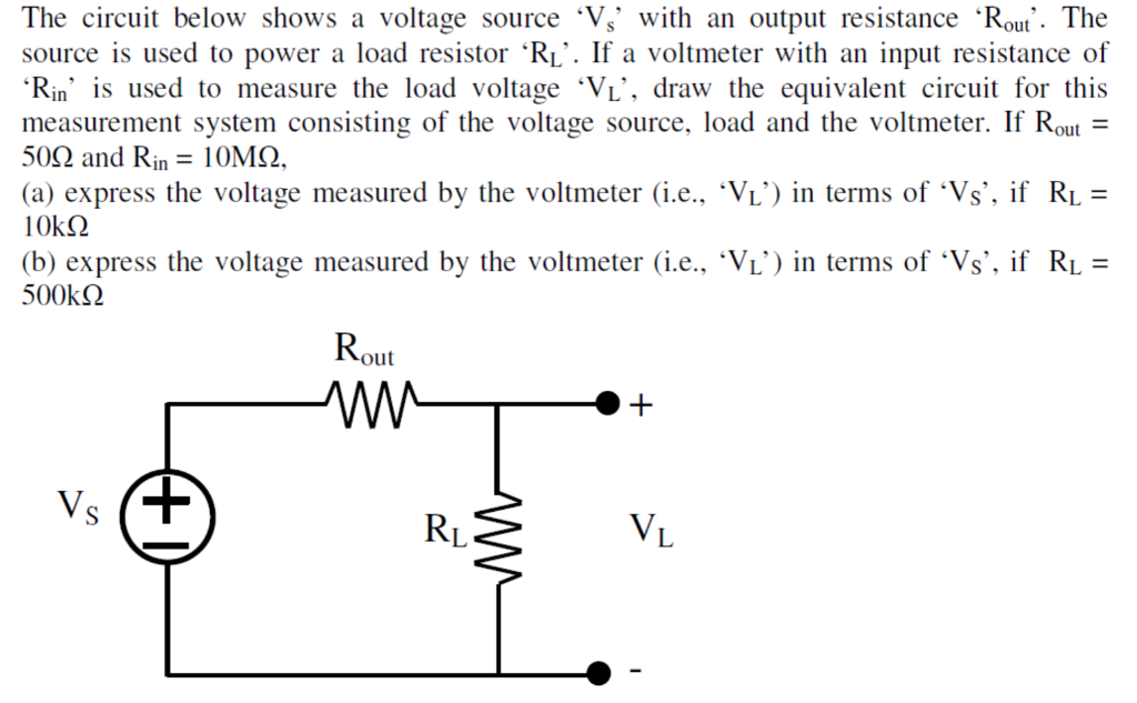 Solved The circuit below shows a voltage source 'V_s' with | Chegg.com