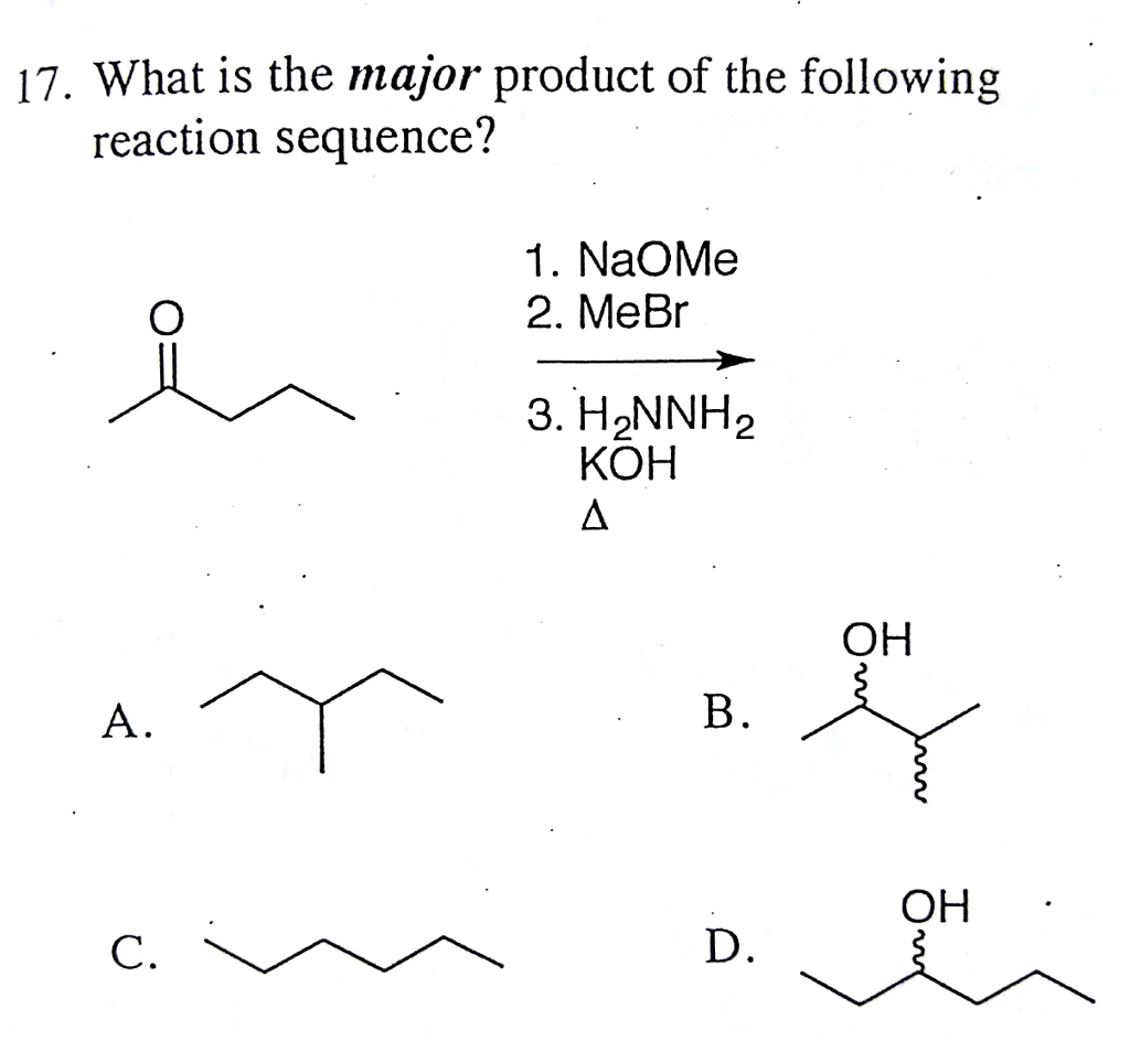 Solved 17. What is the major product of the following | Chegg.com
