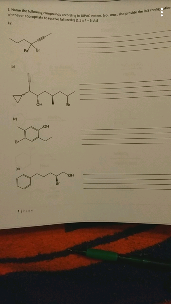 Solved 1. Name the following compounds according to IUPAC | Chegg.com