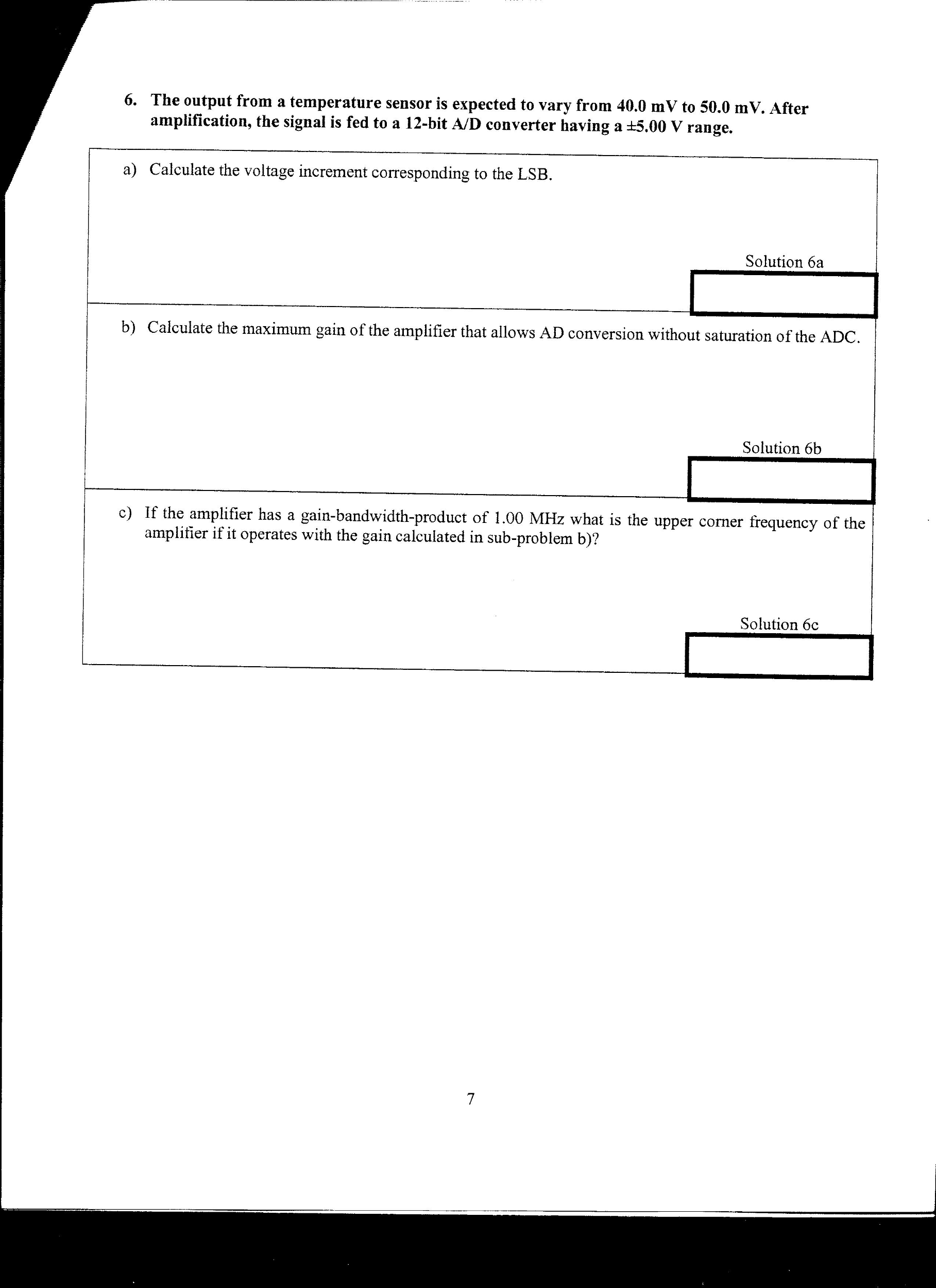 Solved The output from a temperature sensor is expected to | Chegg.com