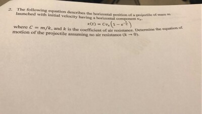 Solved The following equation describes the horizontal | Chegg.com