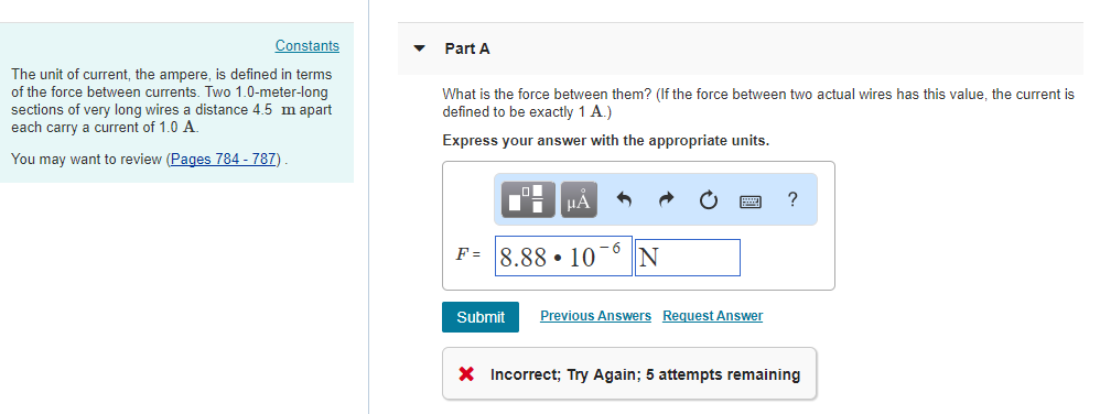 Solved Constants Part A The unit of current, the ampere, is | Chegg.com