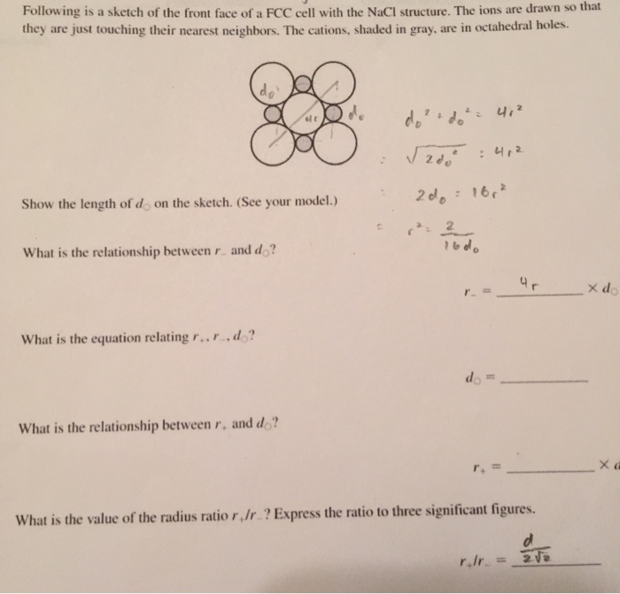 Solved Following is a sketch of the front face of a FCC cell | Chegg.com