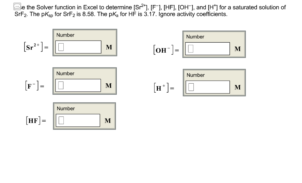 Solved Use the Solver function in Excel to determine [Sr2+], | Chegg.com