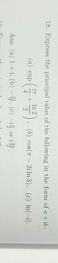 Solved Express the principal value of the following in the | Chegg.com