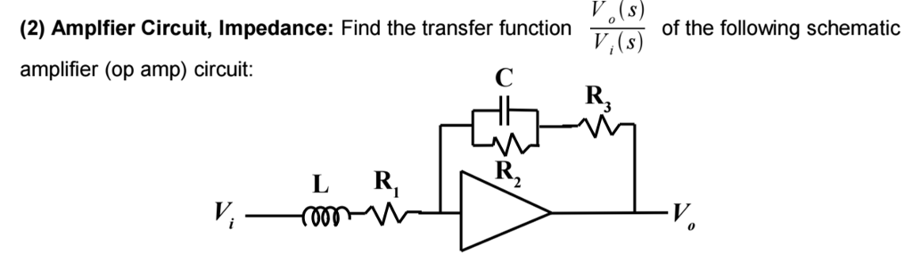 Solved Amplifier Circuit, Impedance: Find the transfer | Chegg.com