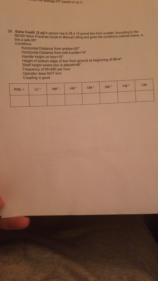 Solved érage NT based on (n-1) Extra Credit 12 pt] A person | Chegg.com