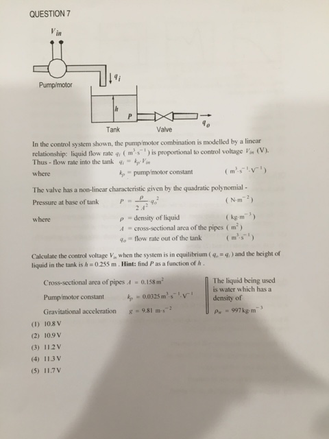 Solved In the control system shown, the pump/motor | Chegg.com