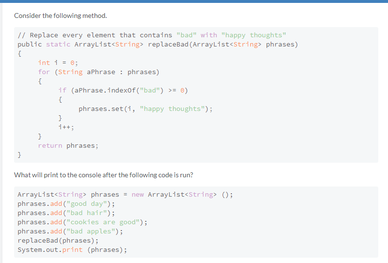 Solved Consider the following method. // Replace every | Chegg.com