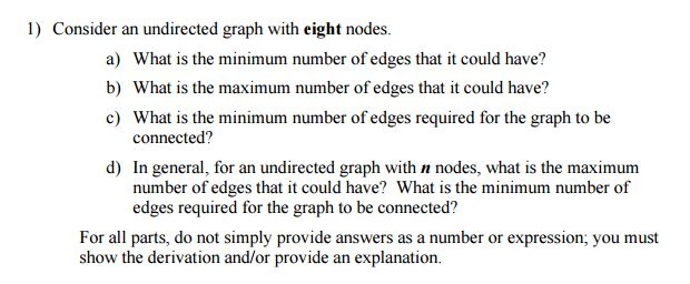 Solved Consider an undirected graph with eight nodes. What | Chegg.com