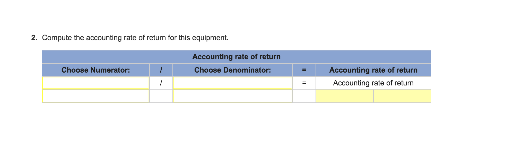 Solved 2 Compute The Accounting Rate Of Return For This