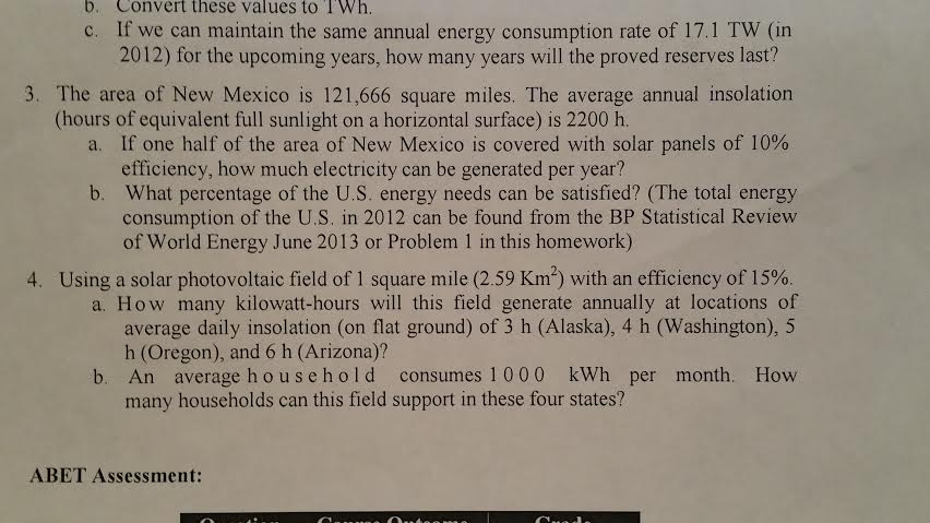 Solved b. Convert these values to TWh. c. If we can maintain | Chegg.com