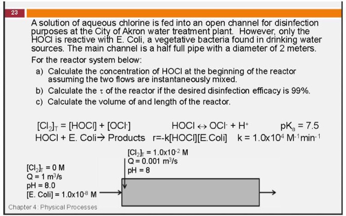 Solved A solution of aqueous chlorine is fed into an open | Chegg.com
