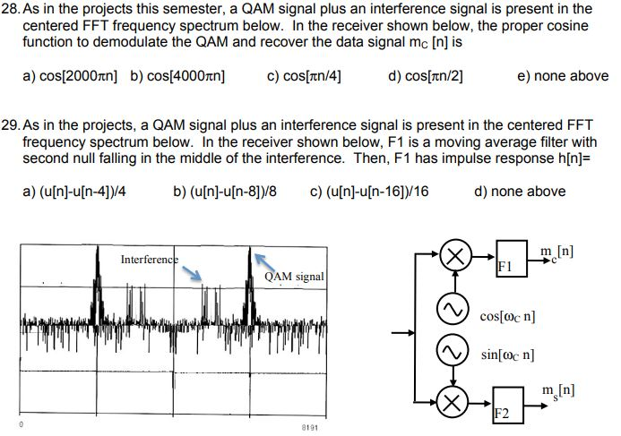Solved 28. As in the projects this semester, a QAM signal | Chegg.com