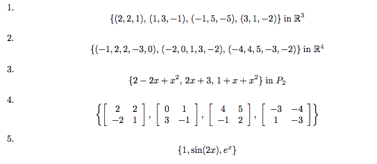 Solved Determine Whether The Following Sets Of Vectors Are