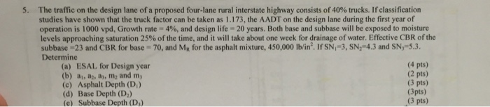 Solved The traffic on the design lane of a proposed four- | Chegg.com